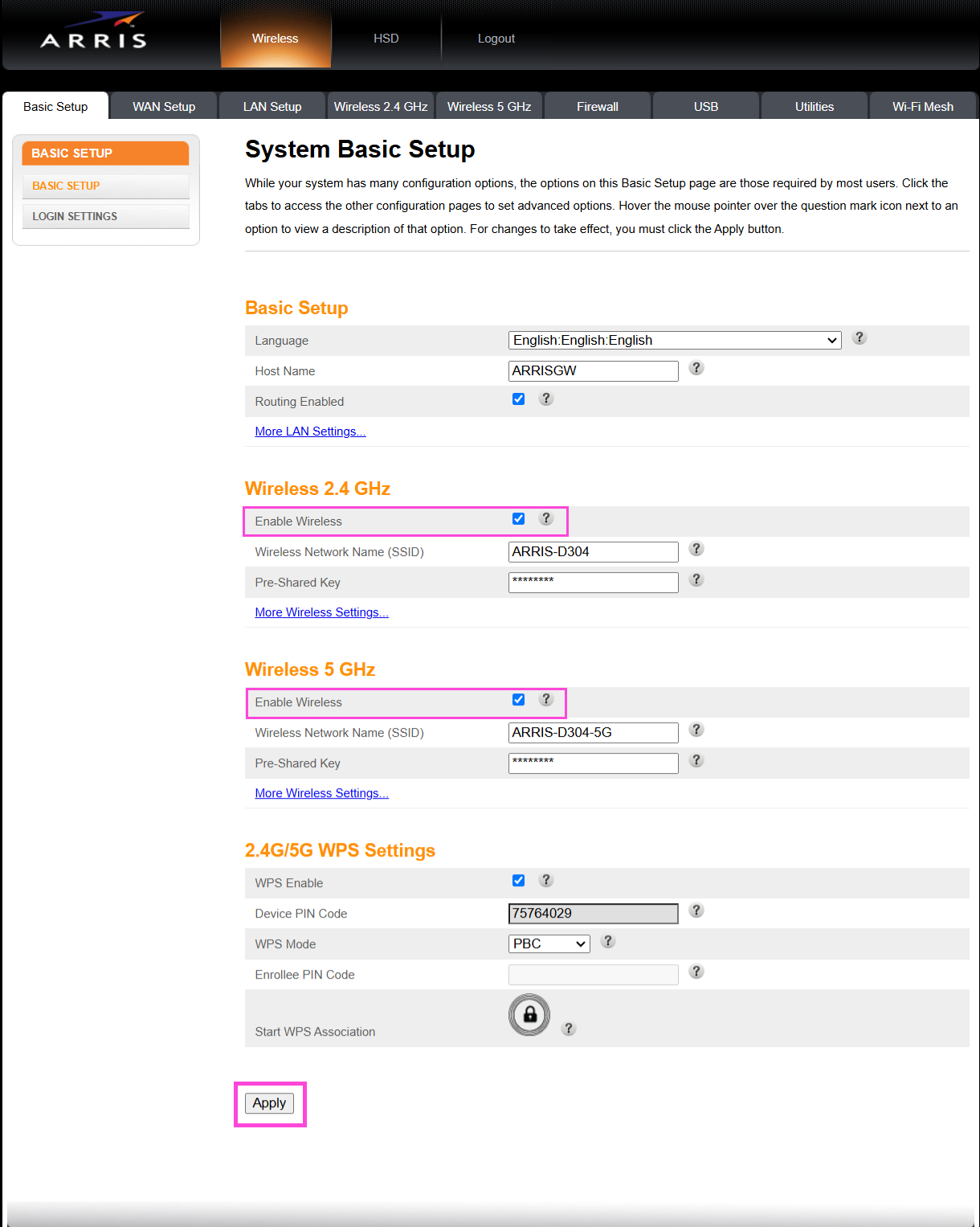 Switching On/Off WiFi on the modem Arris TG1652,TG2482 and TG2492 ...