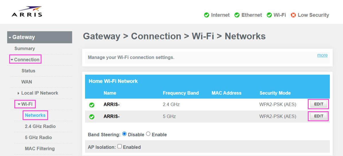 Switching On/Off WiFi on the modem Arris TG3442 and TG4441B | Help ...